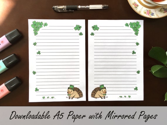 A5 Printable St. Patricks Day Hedgehog Paper Instant Download - Etsy