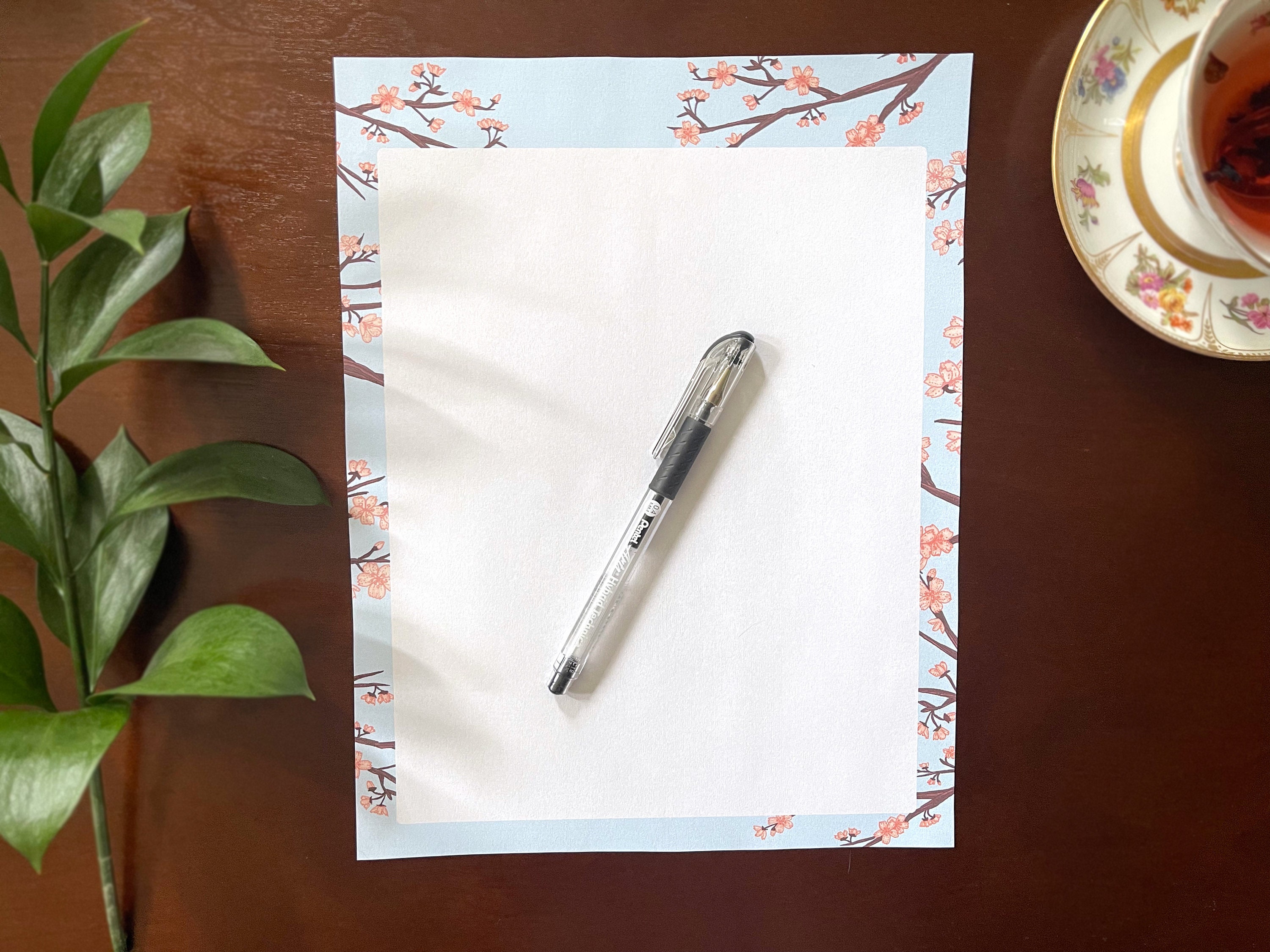 Printable Sakura Digital Paper, Instant Download Stationary Sheets for ...