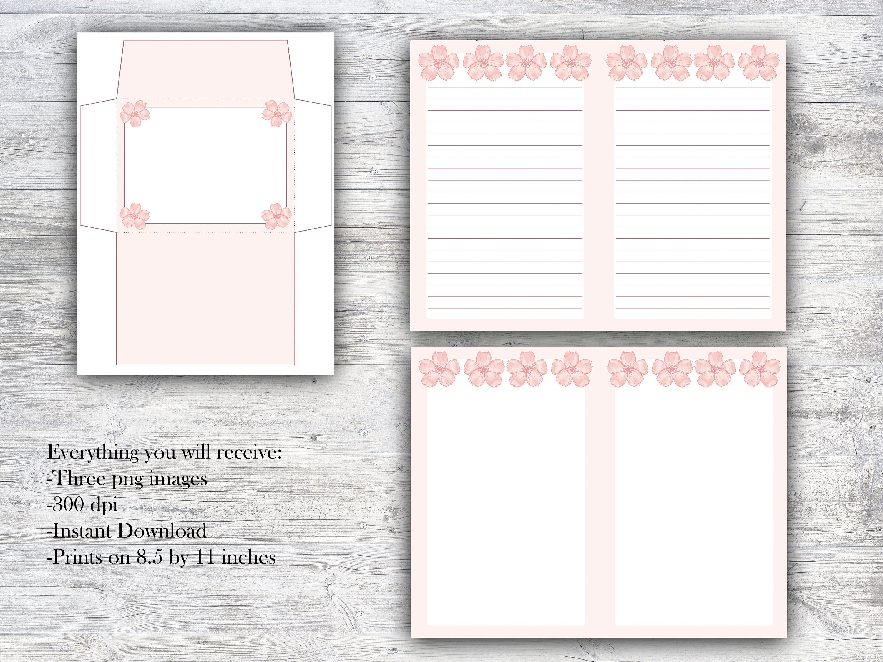 Printable Pink Cherry Blossom Digital Letter Set 3, Instant Download ...
