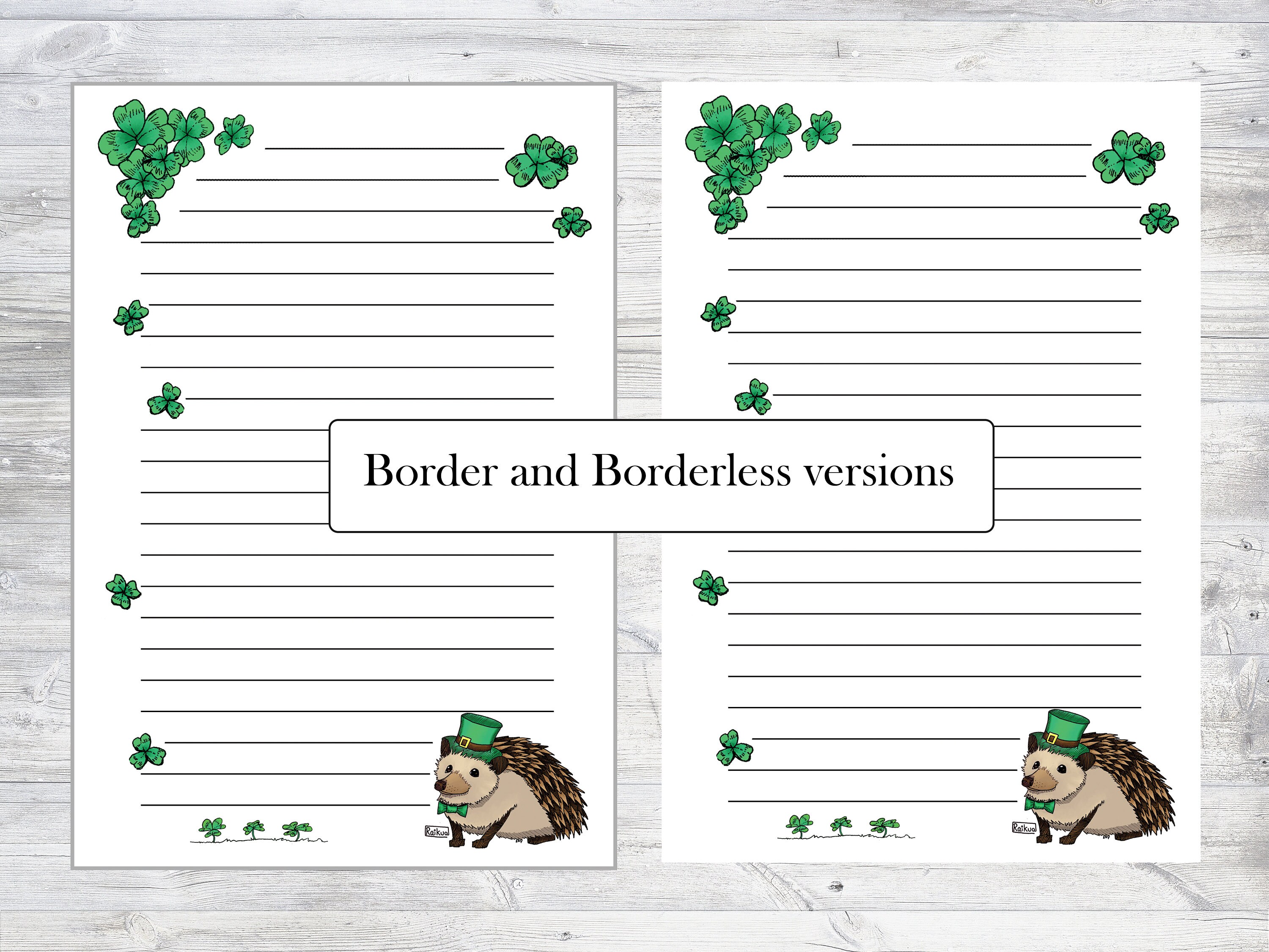 A5 Printable St. Patricks Day Hedgehog Paper, Instant Download ...