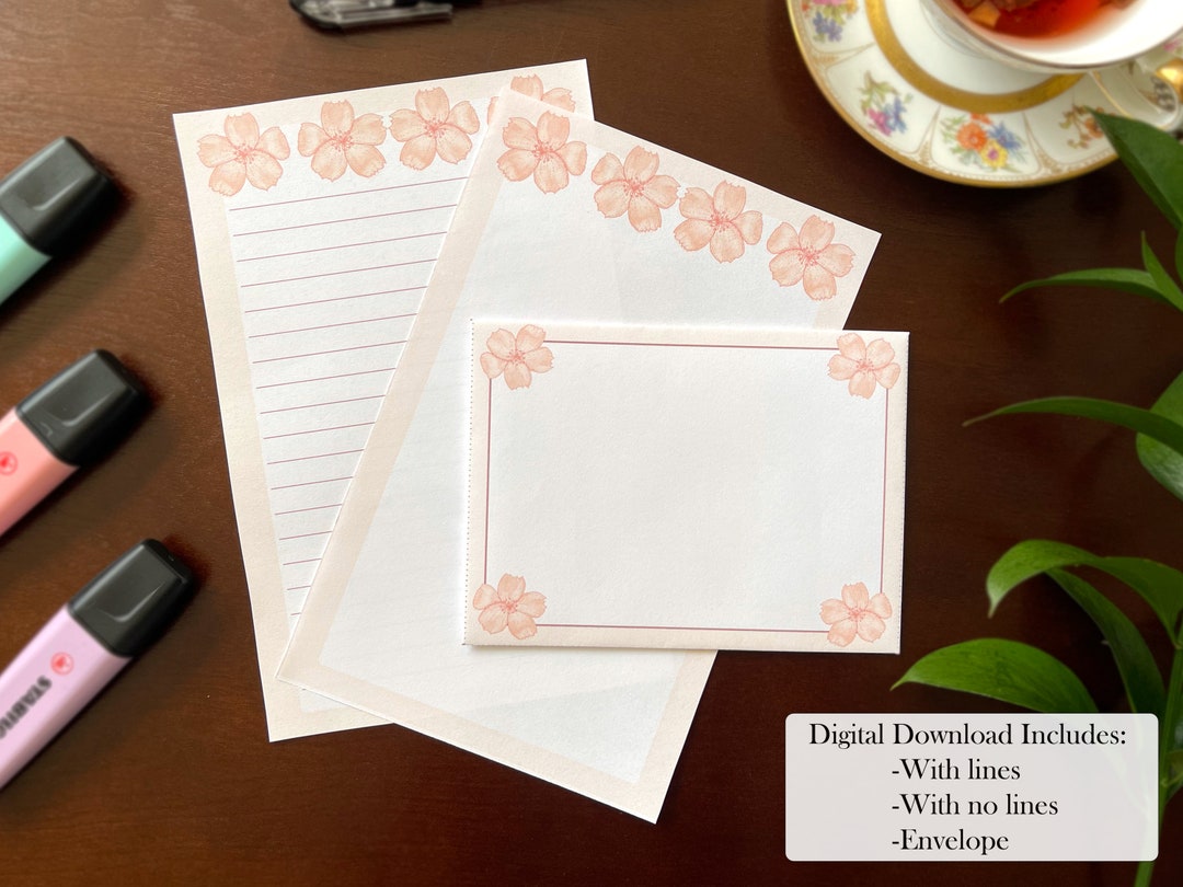 Printable Pink Cherry Blossom Digital Letter Set 3, Instant Download ...