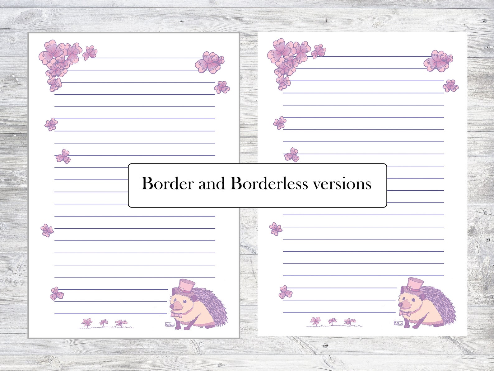 A5 Printable Pink Hedgehog Digital Paper, Instant Download Stationary ...