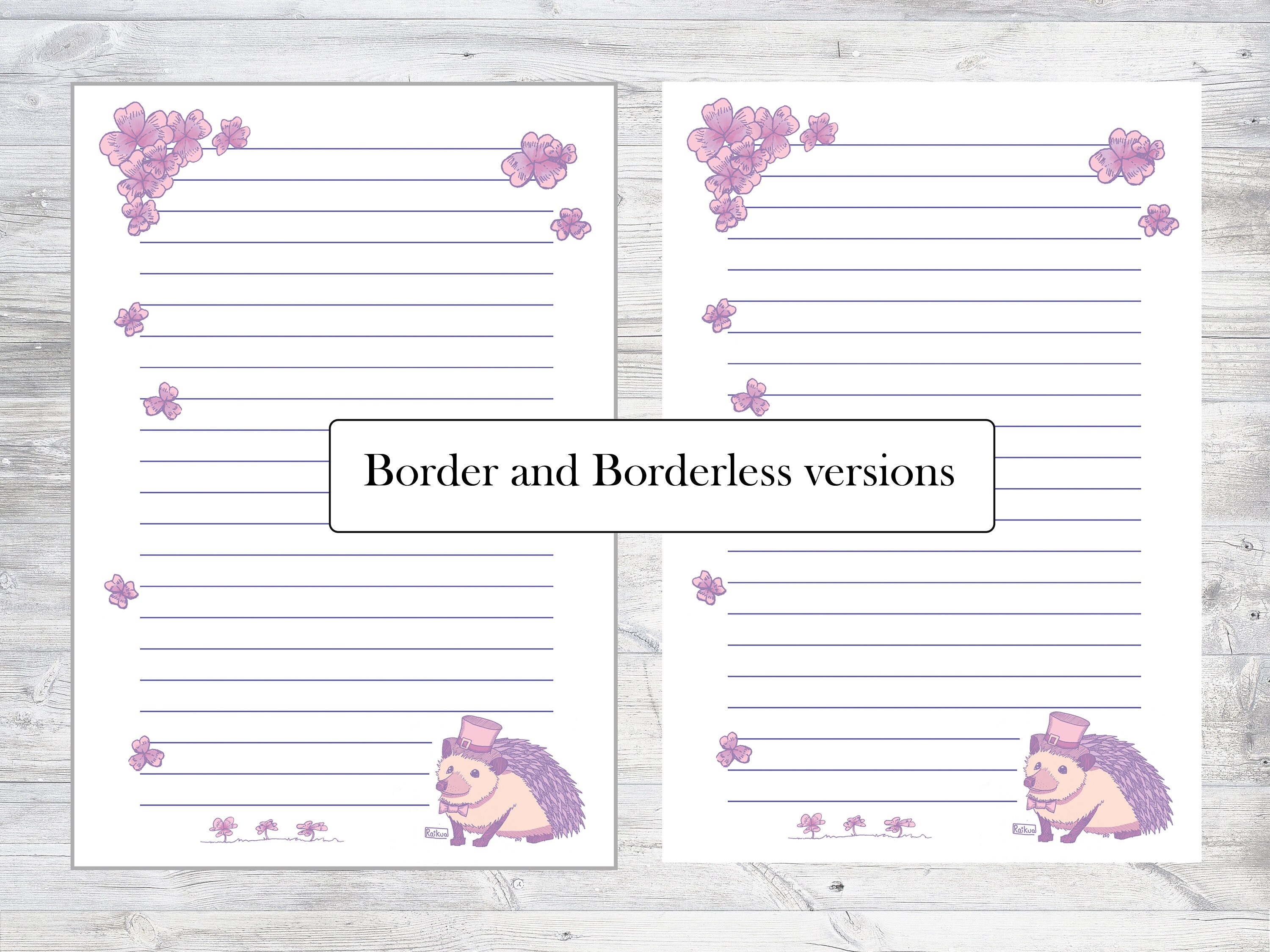 A5 Printable Pink Hedgehog Digital Paper, Instant Download Stationary ...