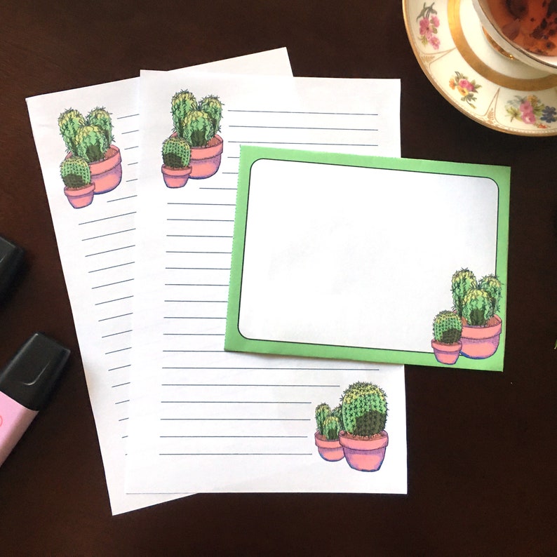 Cactus Digital Letter Set, Instant Download Stationary Sheets for ...