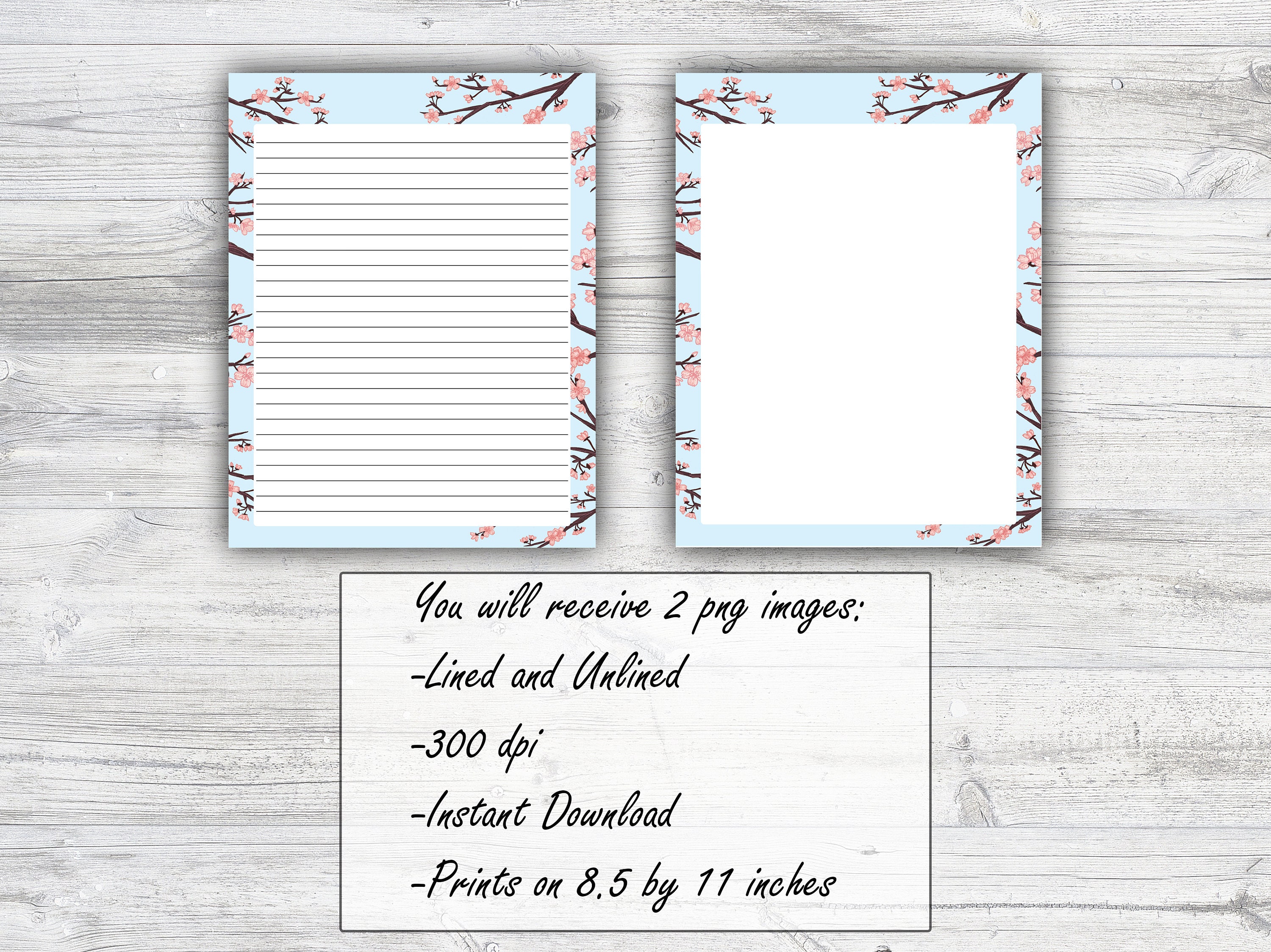 Printable Sakura Digital Paper, Instant Download Stationary Sheets for ...