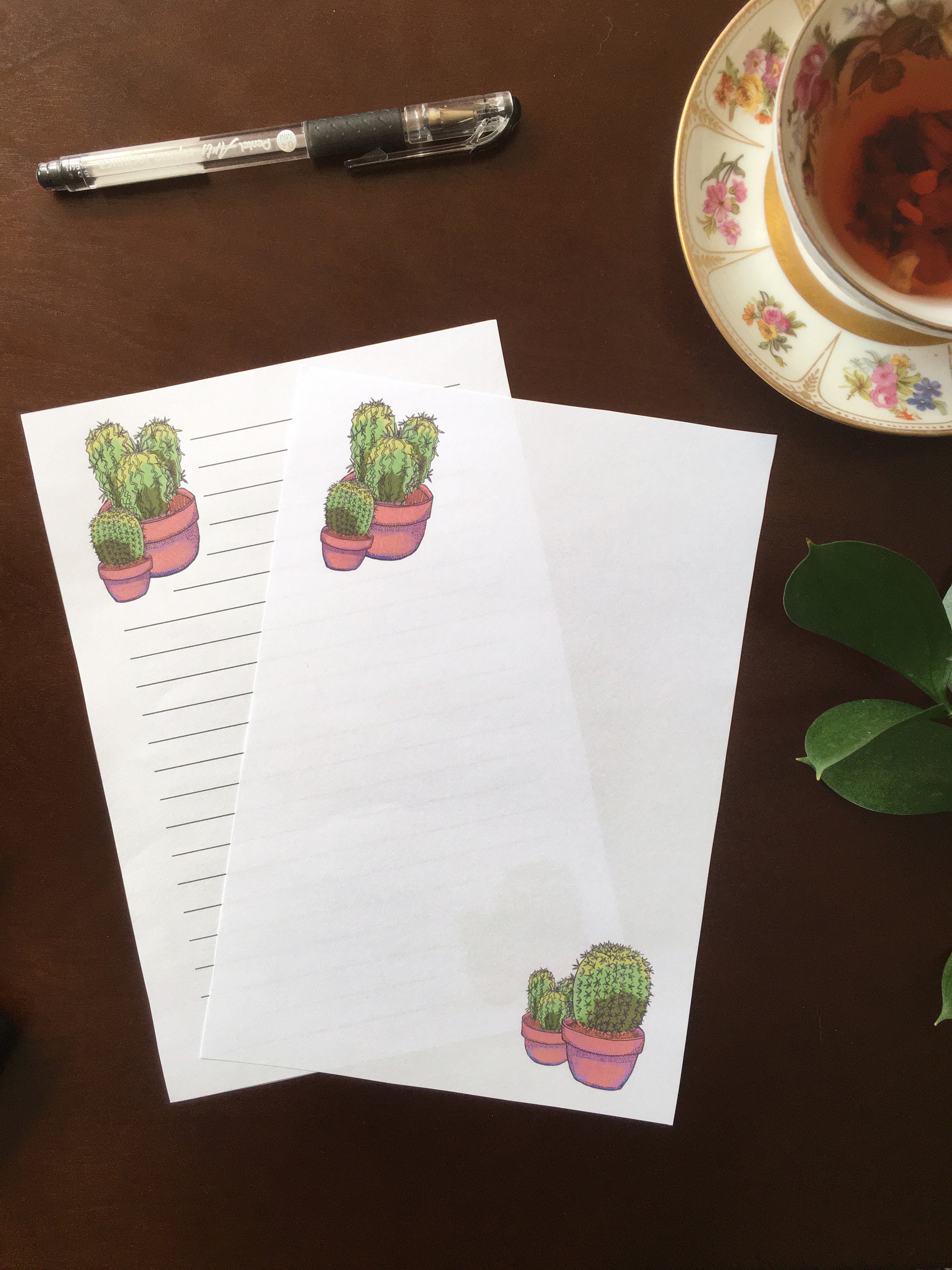 A5 Printable Cactus Digital Paper, Instant Download Stationary Sheets ...