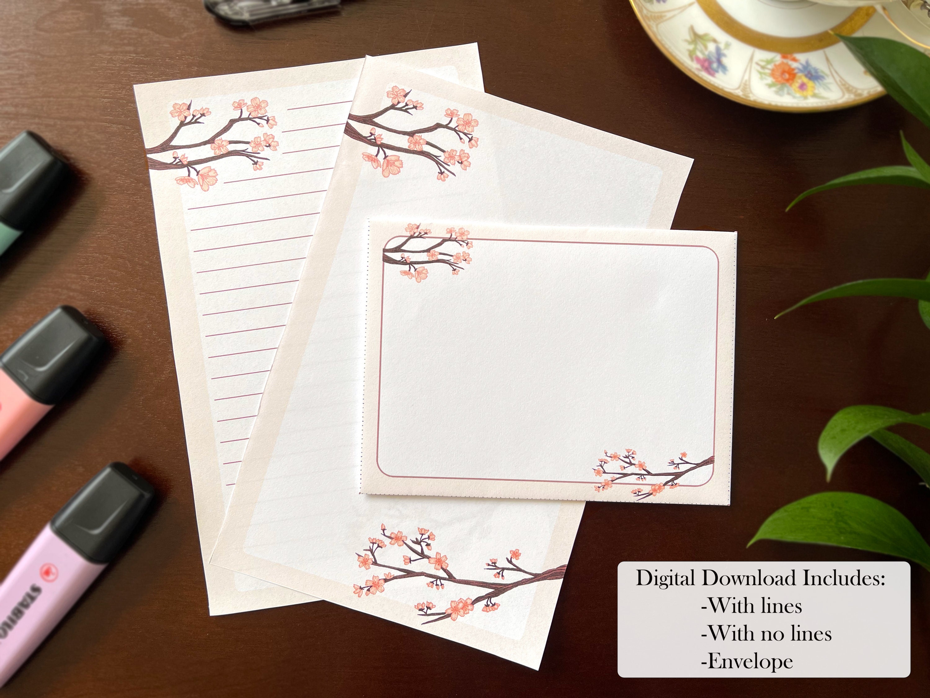 Printable Pink Cherry Blossom Digital Letter Set 2, Instant Download ...