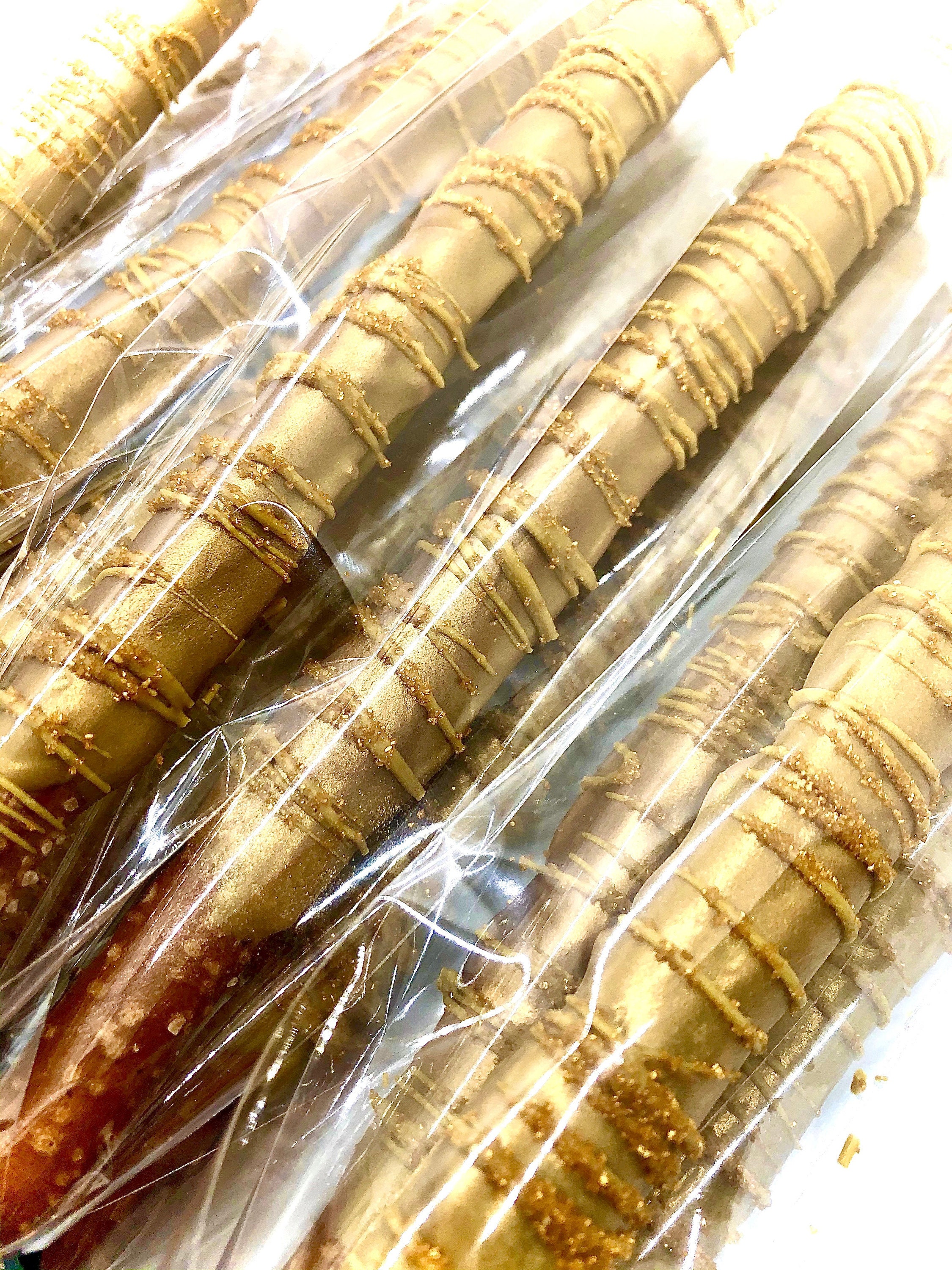 Gold / Golden Chocolate Covered Pretzel Rods 1 Dozen - Etsy