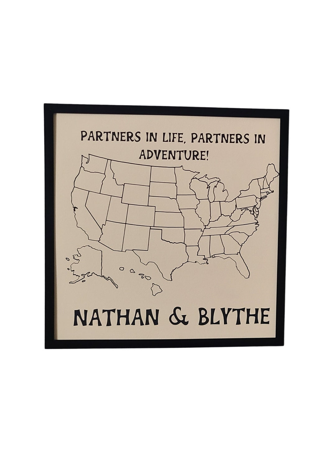 Personalized US Map Travel Tracker Customizable Framed Color-in Canvas ...