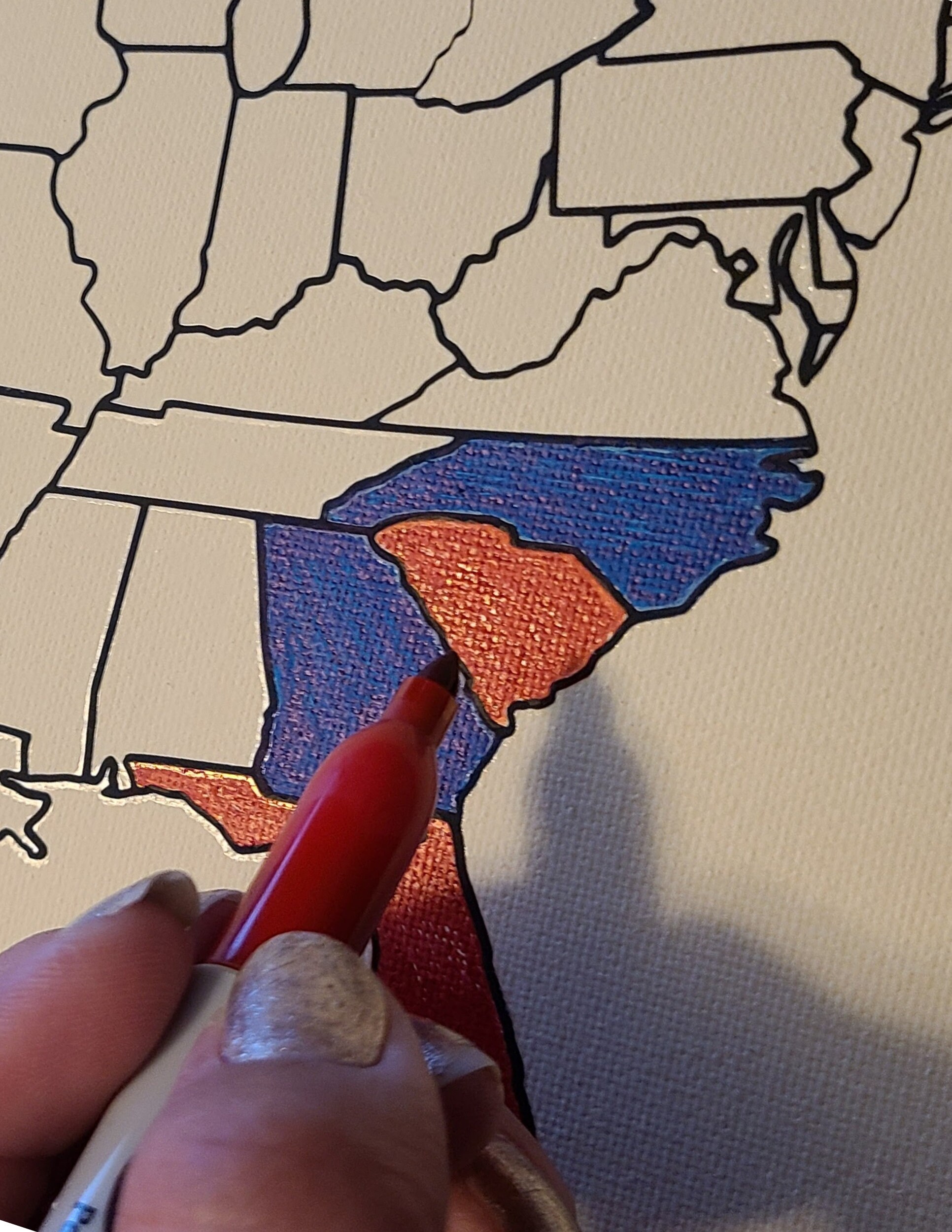Personalized US Travel Map, Color-in Canvas, Anniversary Gift - Etsy
