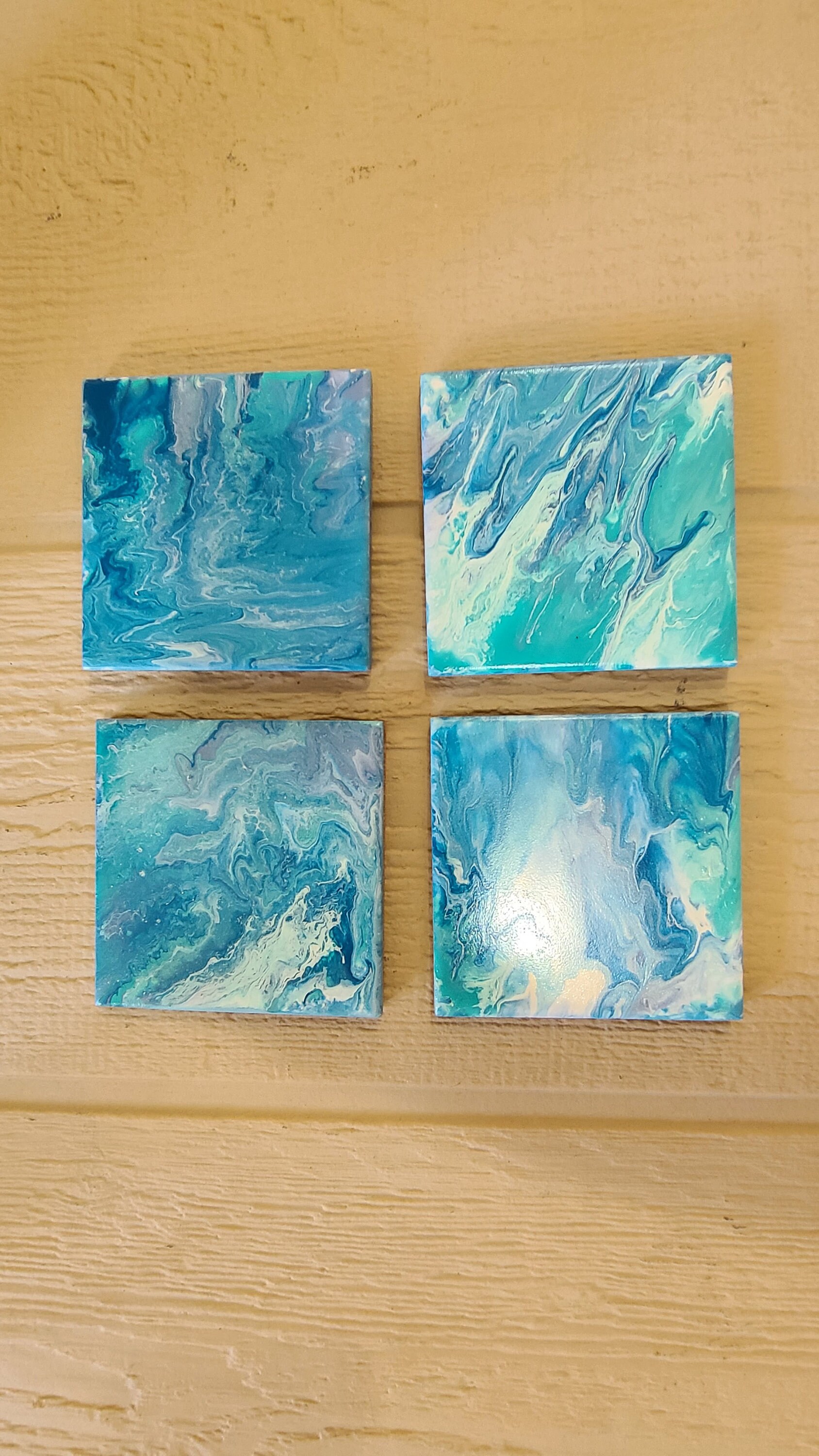 Hand Painted Ceramic Coasters in Blue and White Set of 4 With Cork ...