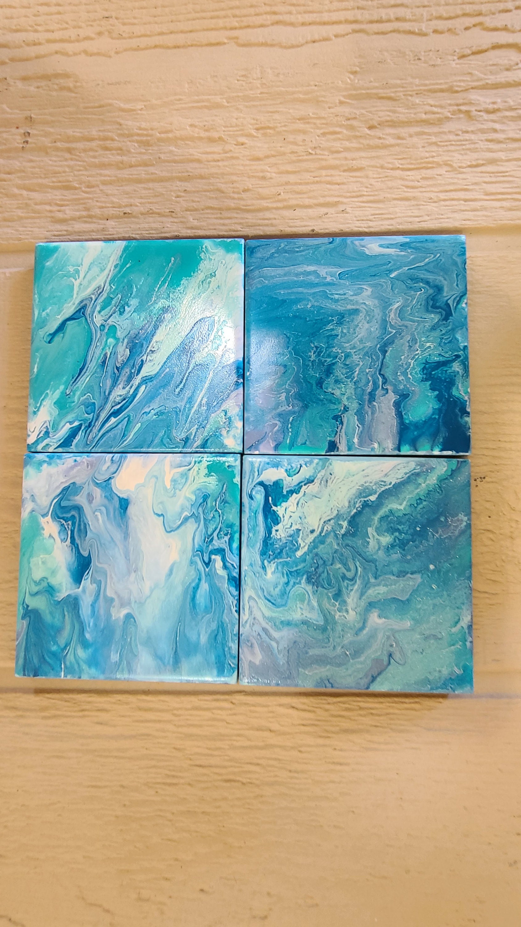 Hand Painted Ceramic Coasters in Blue and White Set of 4 With Cork ...