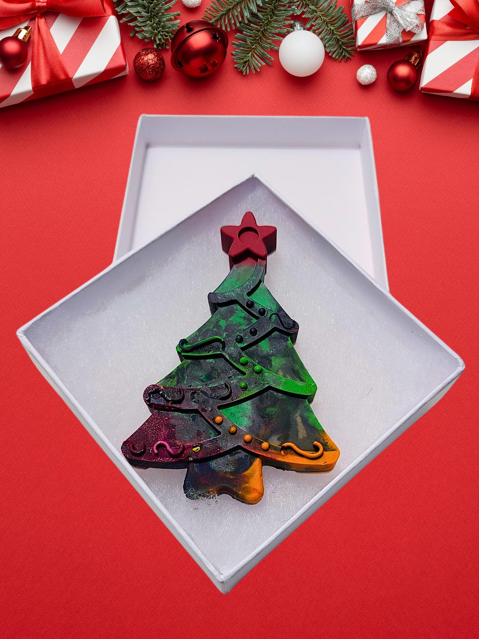 Christmas Tree Crayon: Jumbo Recycled Crayon, Kids Stocking Stuffer - Etsy