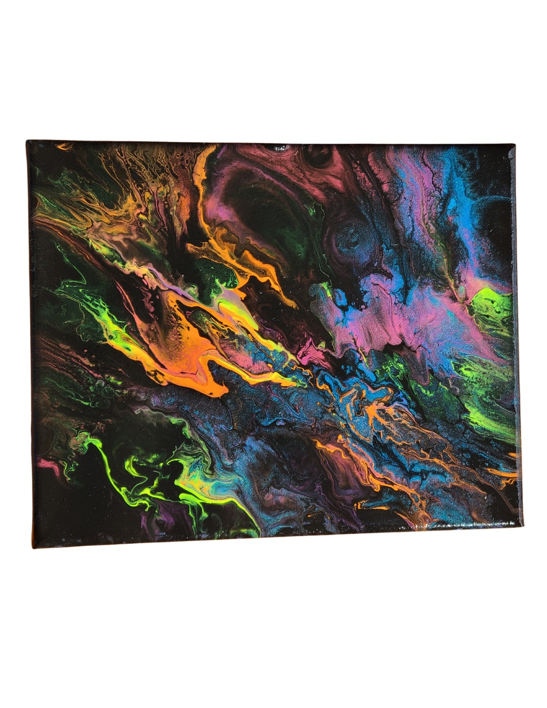 Abstract Neon Painting, Rainbow Painting, Colorful Wall Art, Neon Art ...