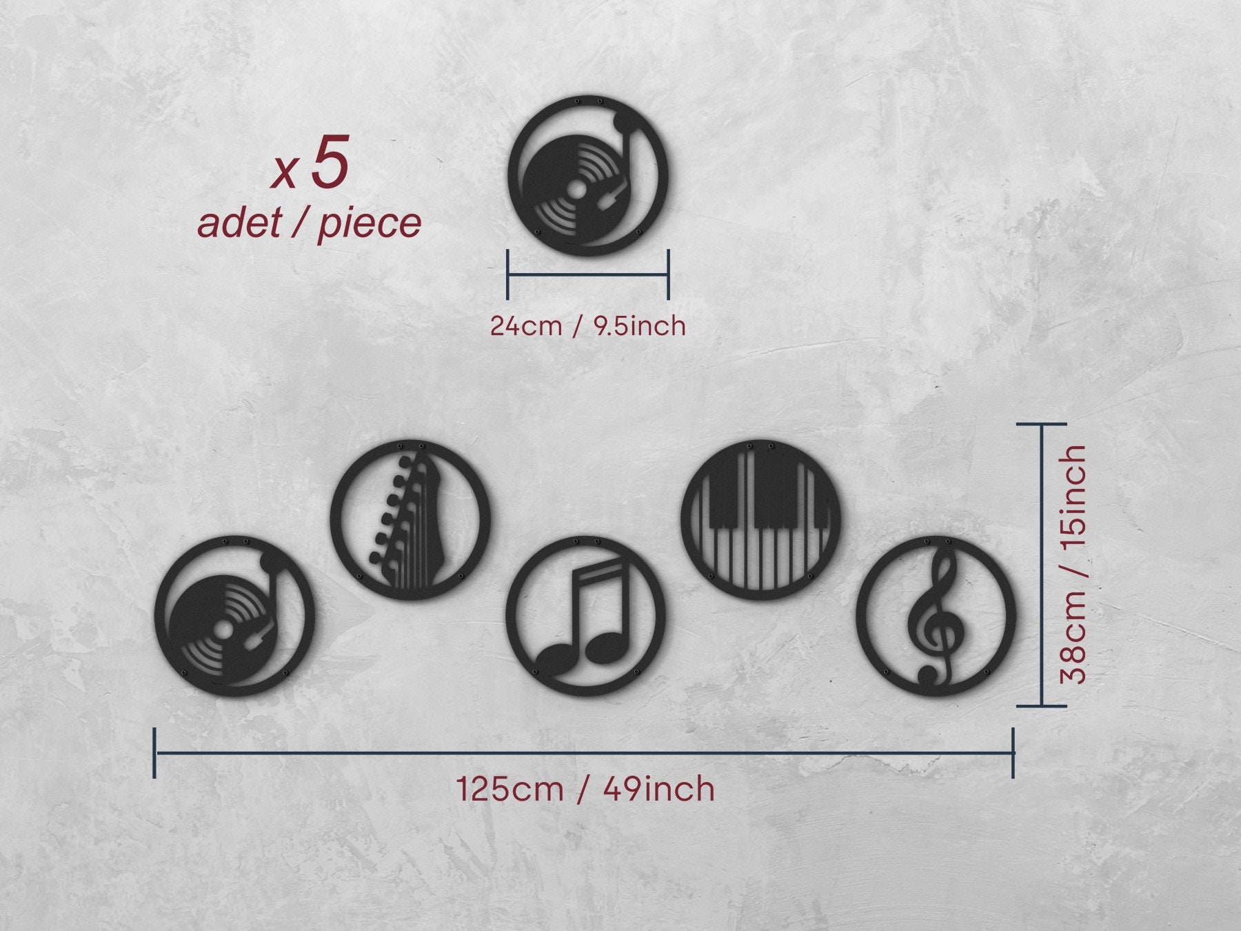 Metal Music Wall Art 5 Piece of Sets Music Wall Decor Gifts | Etsy