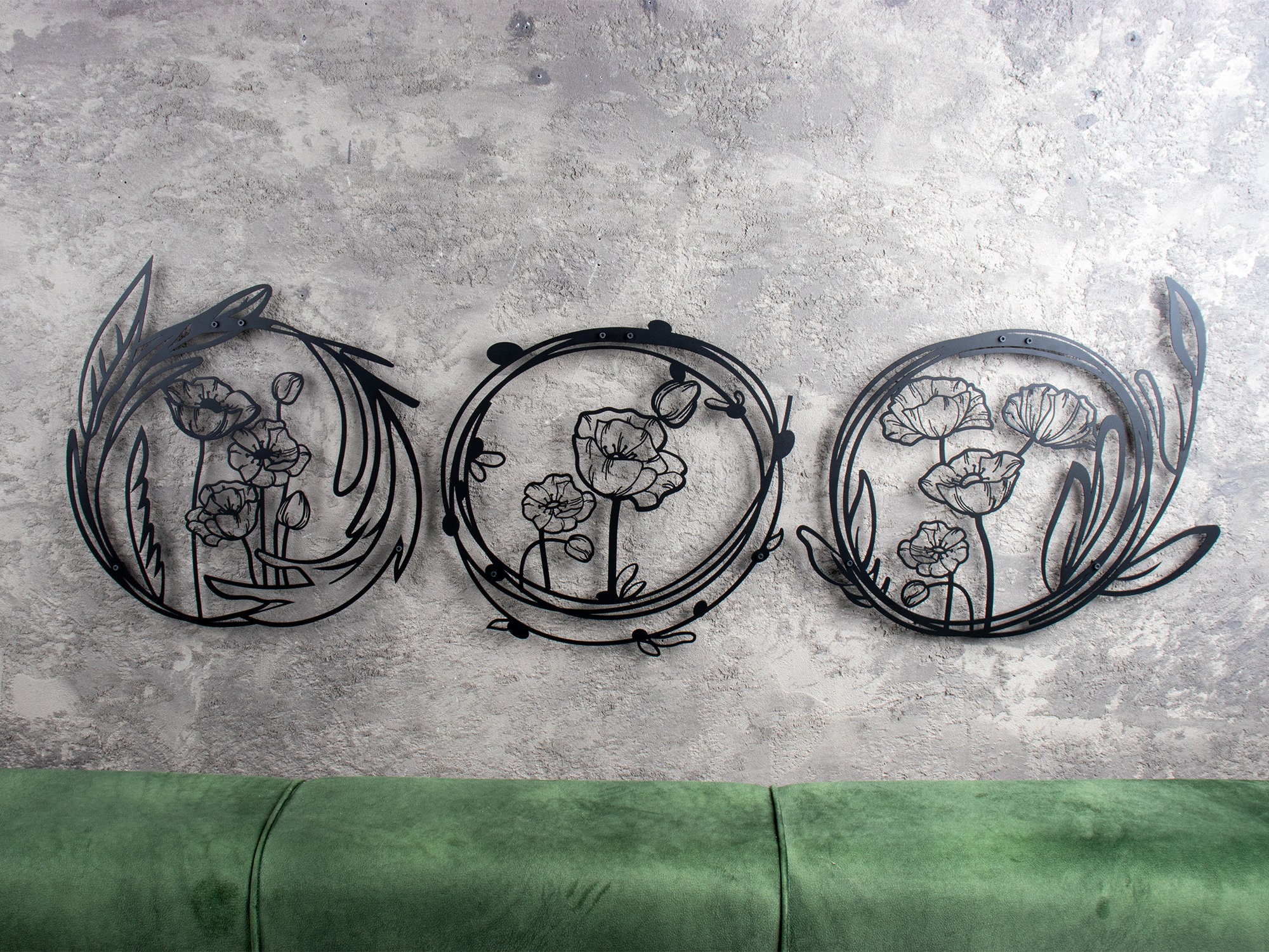 Poppy Flowers Metal Wall Decor Set Metal Wall Art Bedroom | Etsy