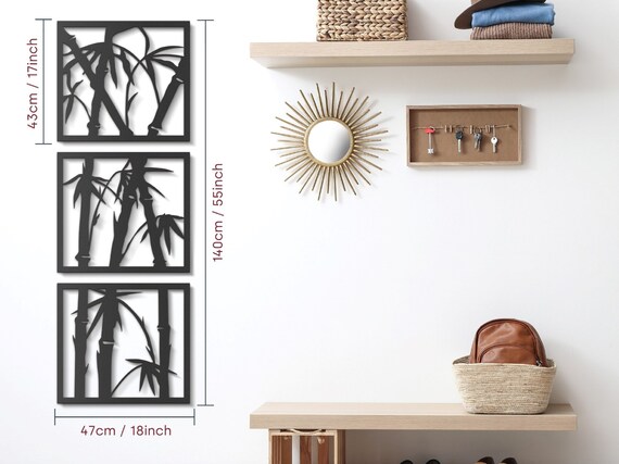 Bamboo 3 Pieces Tree Metal Wall Art Bamboo Metal Wall Decor - Etsy
