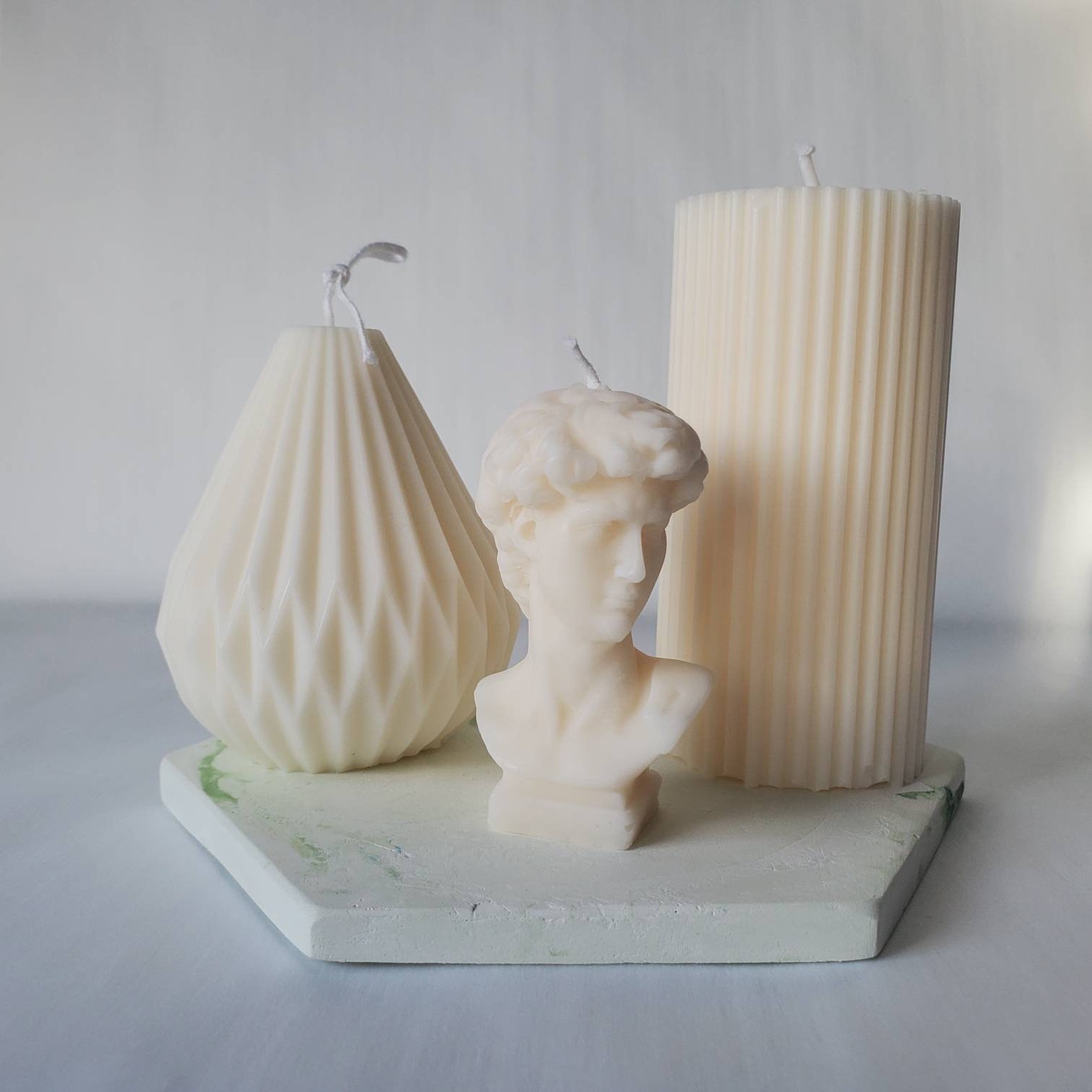 Sculpture David Head Candle Bust Candle Ribbed Candle - Etsy