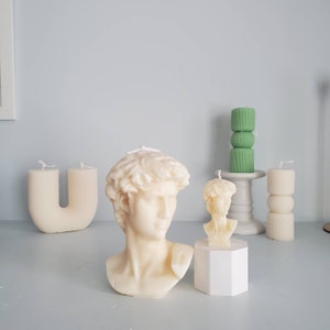 Sculpture David Head Candle - Bust Candle, Ribbed Candle, Modern Soy ...