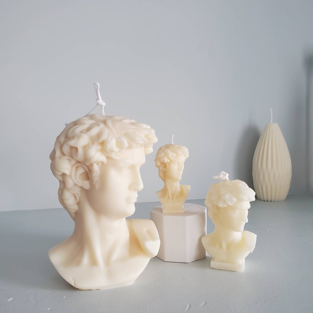 Sculpture David Head Candle - Bust Candle, Ribbed Candle, Modern Soy ...