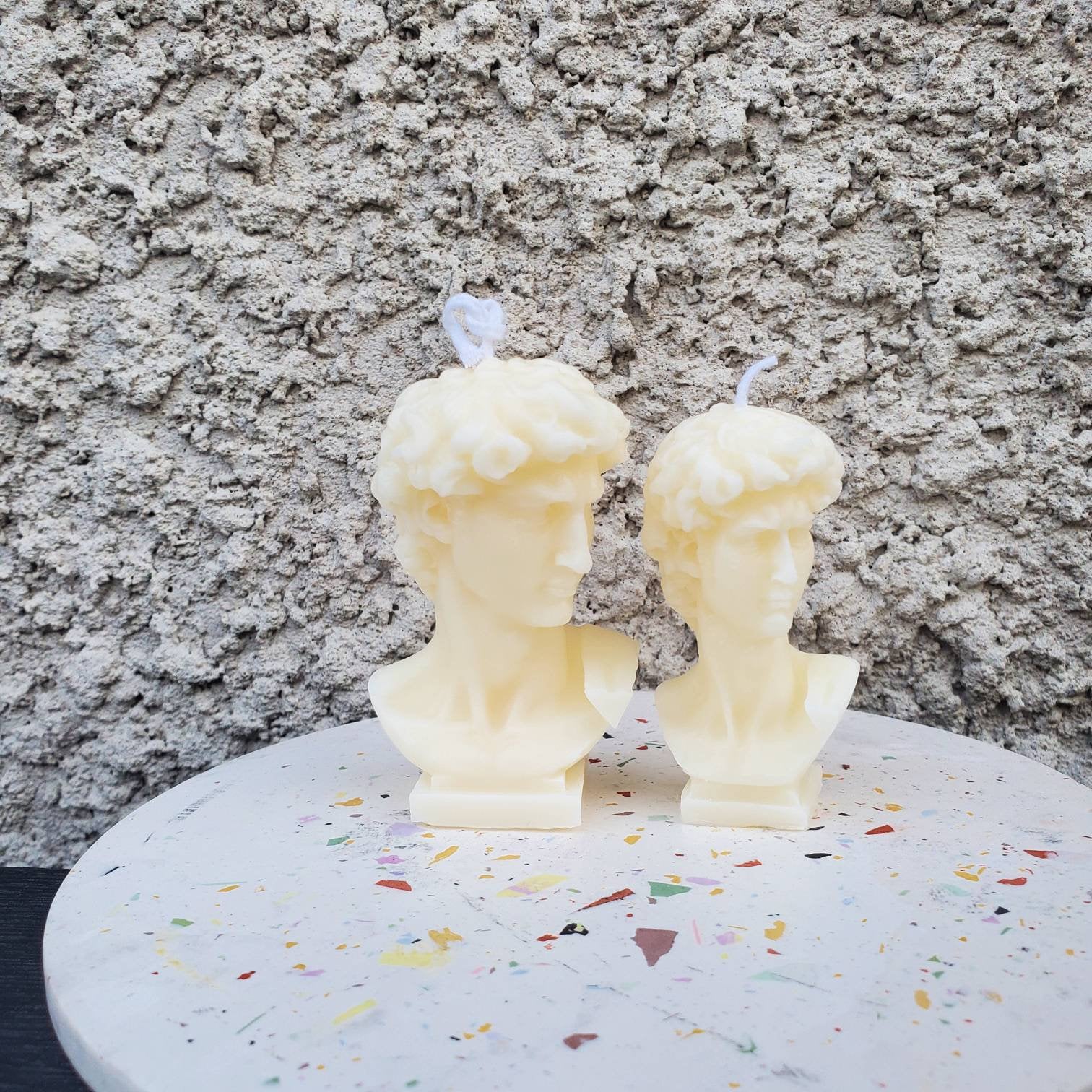 Sculpture David Head Candle Bust Candle Ribbed Candle - Etsy