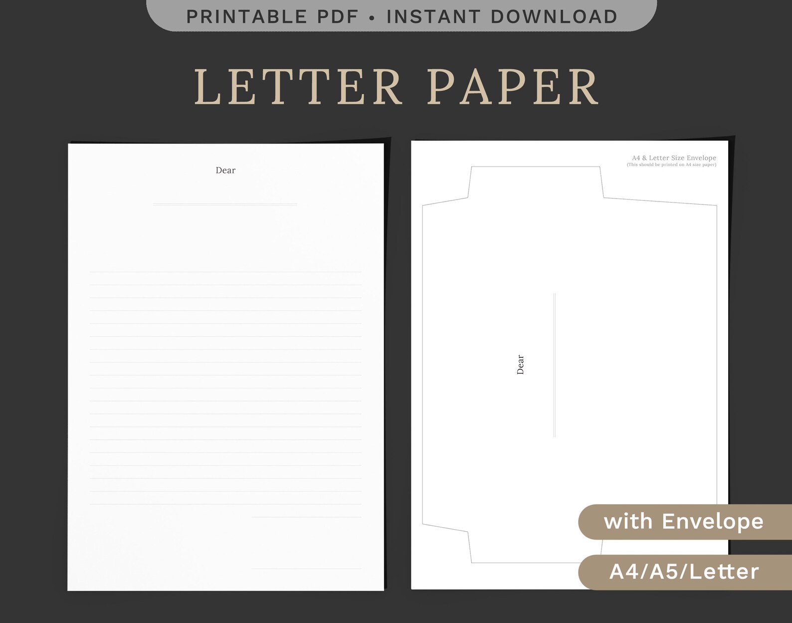 Printable Letter Paper Bundle Stationary Paper Lined Letter Etsy