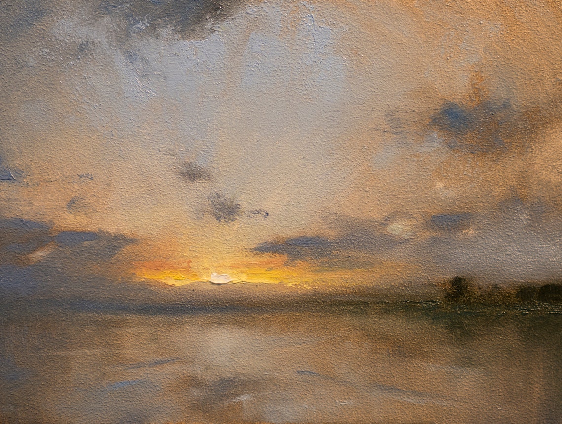 Original Sunset Oil Painting Landscape Wall Art for Bedroom - Etsy