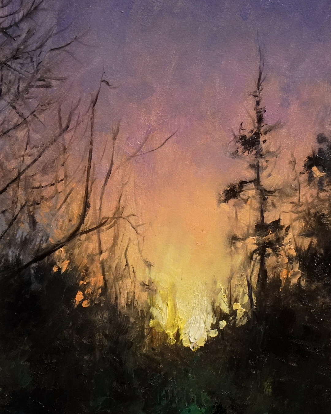 Small Forest Sunset Oil Painting Original, Nature Landscape Wall Art ...