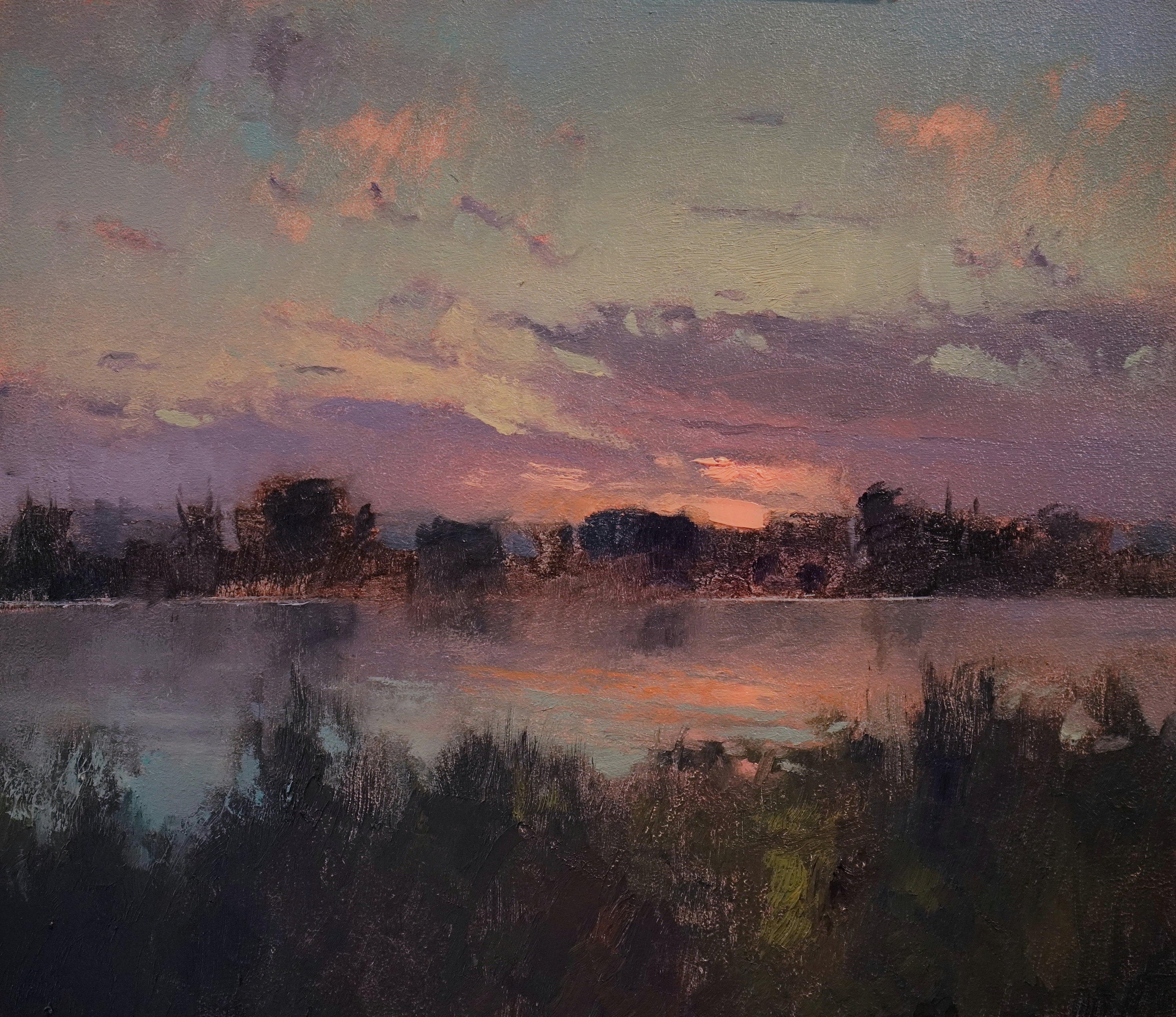 Original Tonalist Oil Painting of Landscape Sunset Wall Art - Etsy