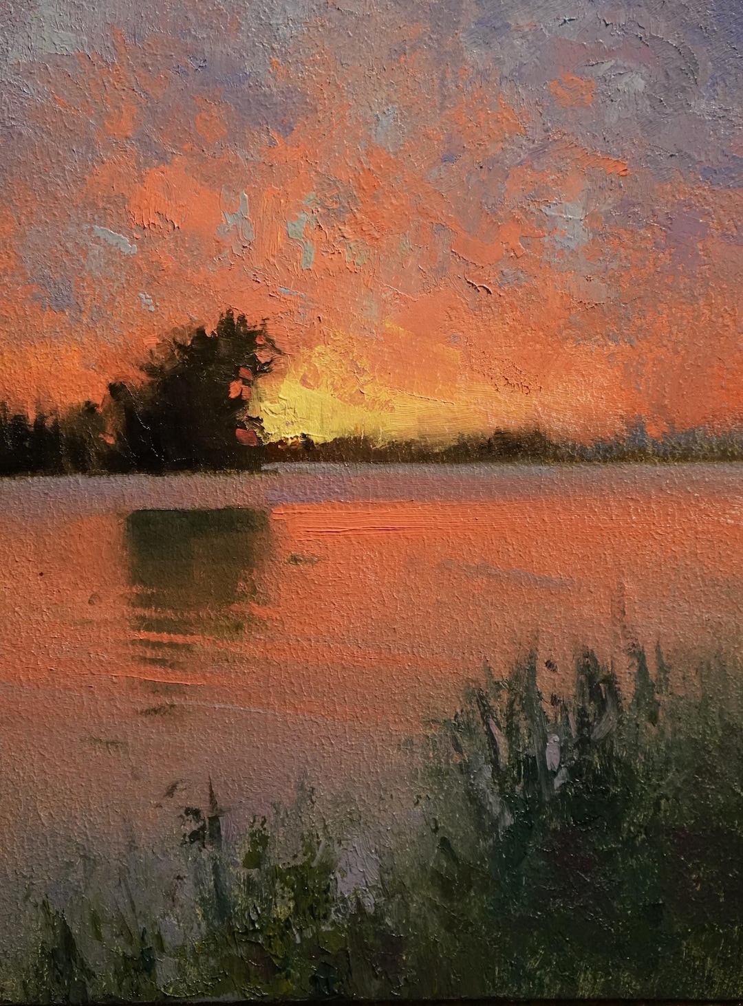 Impressionist Oil Painting Sunset Landscape Wall Art Original for ...
