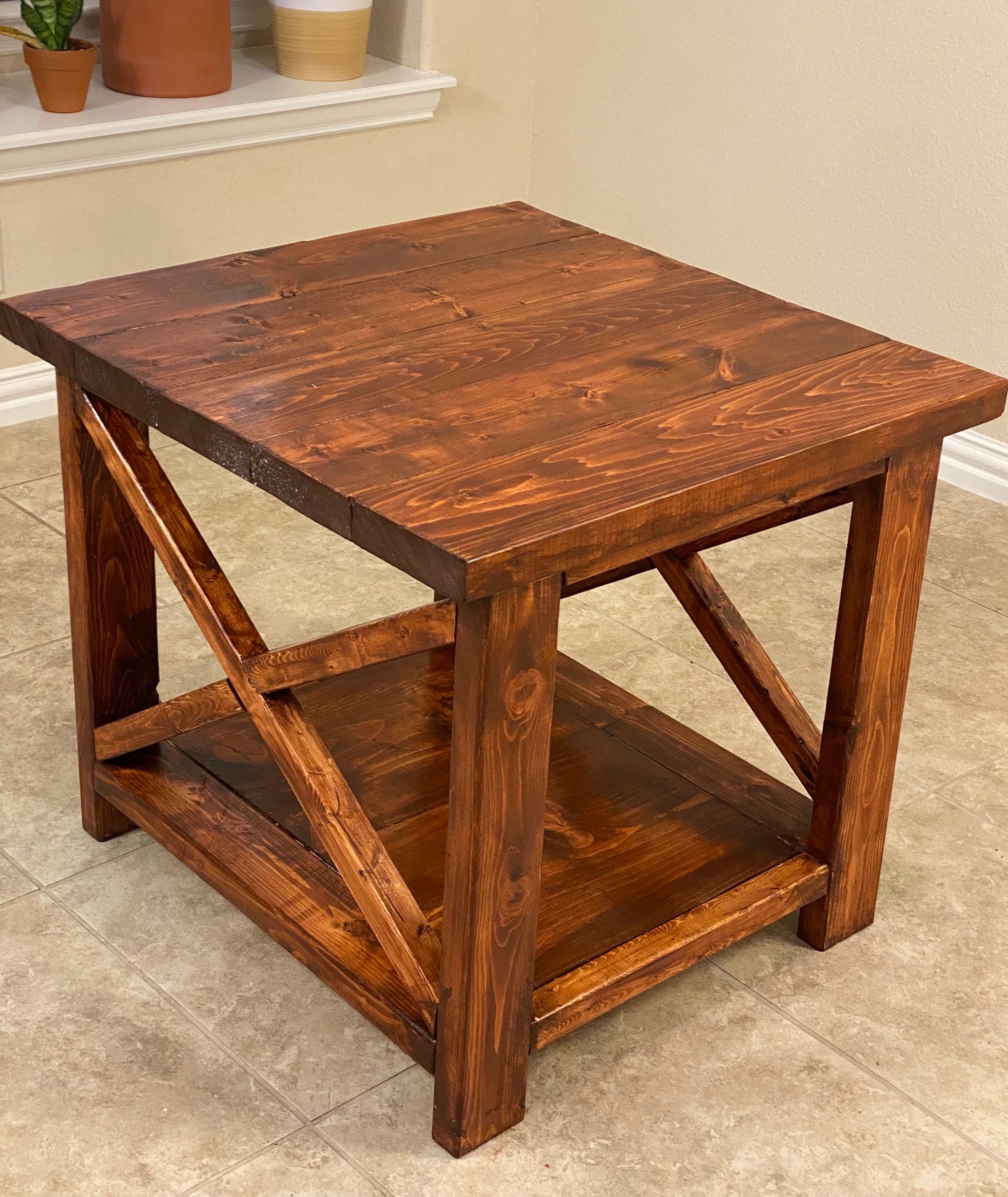 Farmhouse Rustic X End Table - Etsy