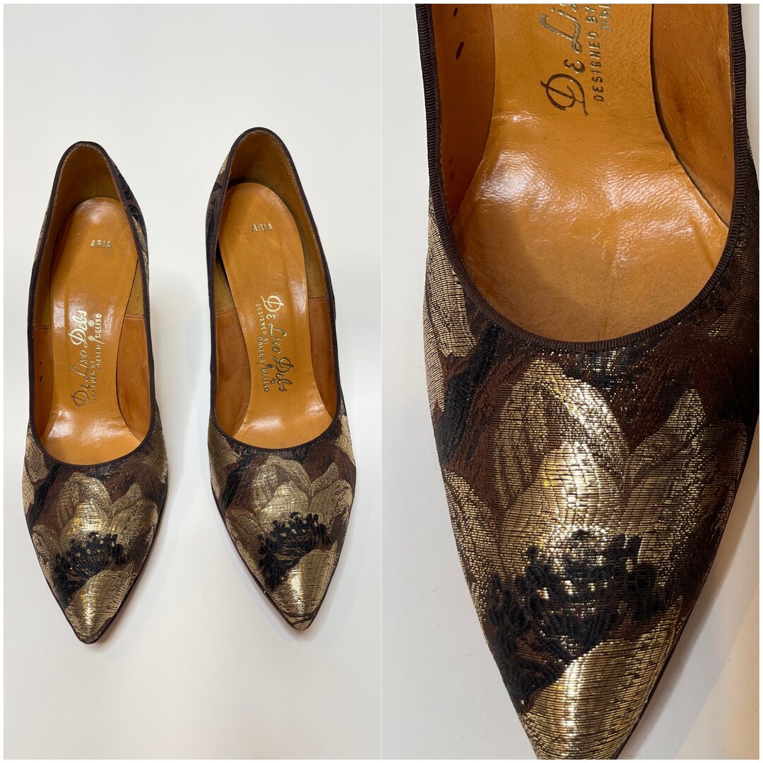 Vintage 1950s Metallic Brocade Heels Size 7A - Etsy