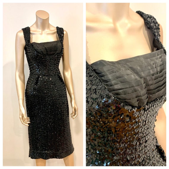 Vintage 1960s Sequined Dress with Shelf Bust - Gem