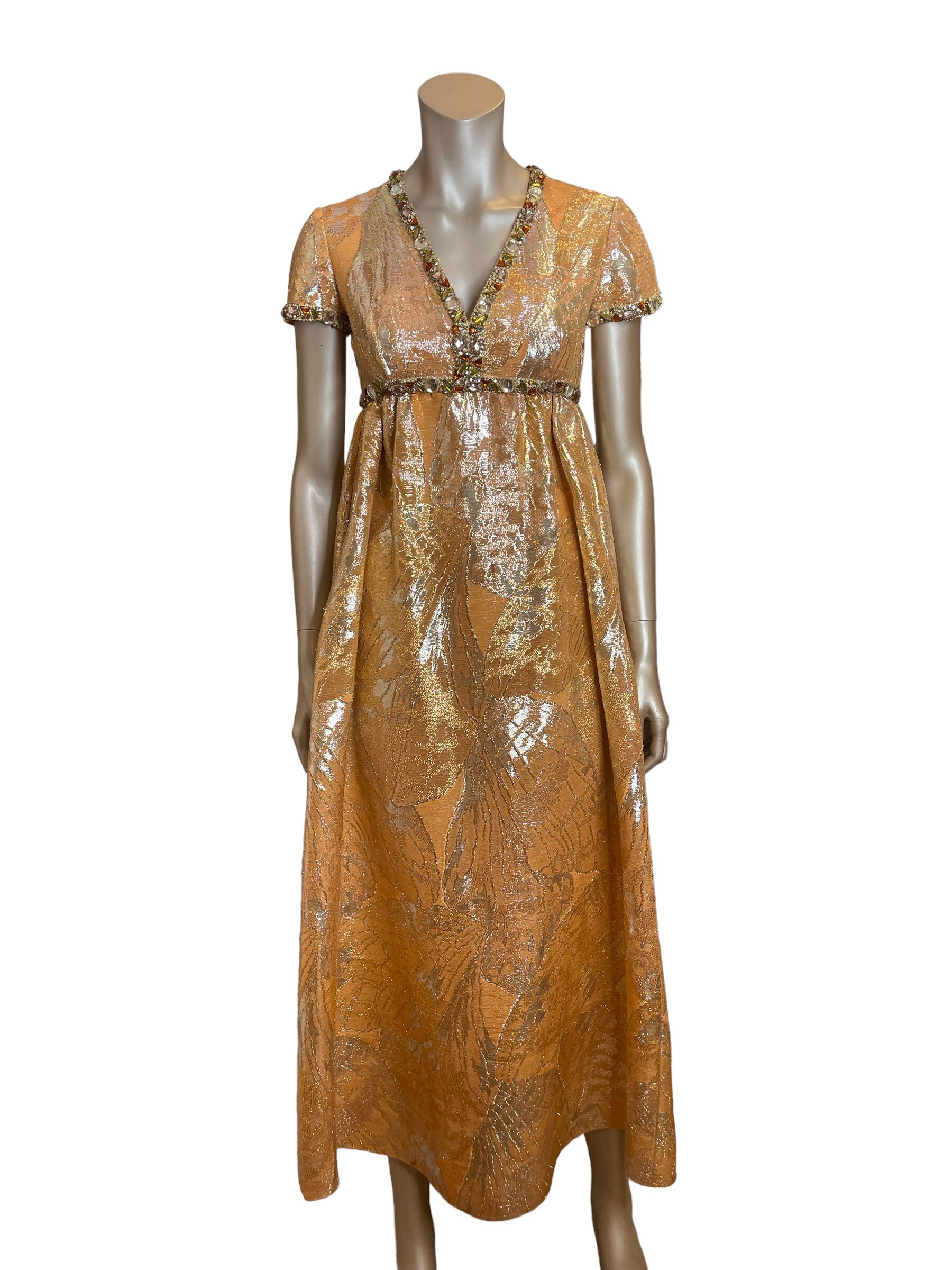 Vintage 1960s Metallic Dress With Gems by Malcom Starr - Etsy