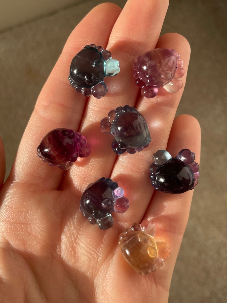 Rainbow Fluorite Crab Carving | Mini Crystal Animal | Protection & Flow ...