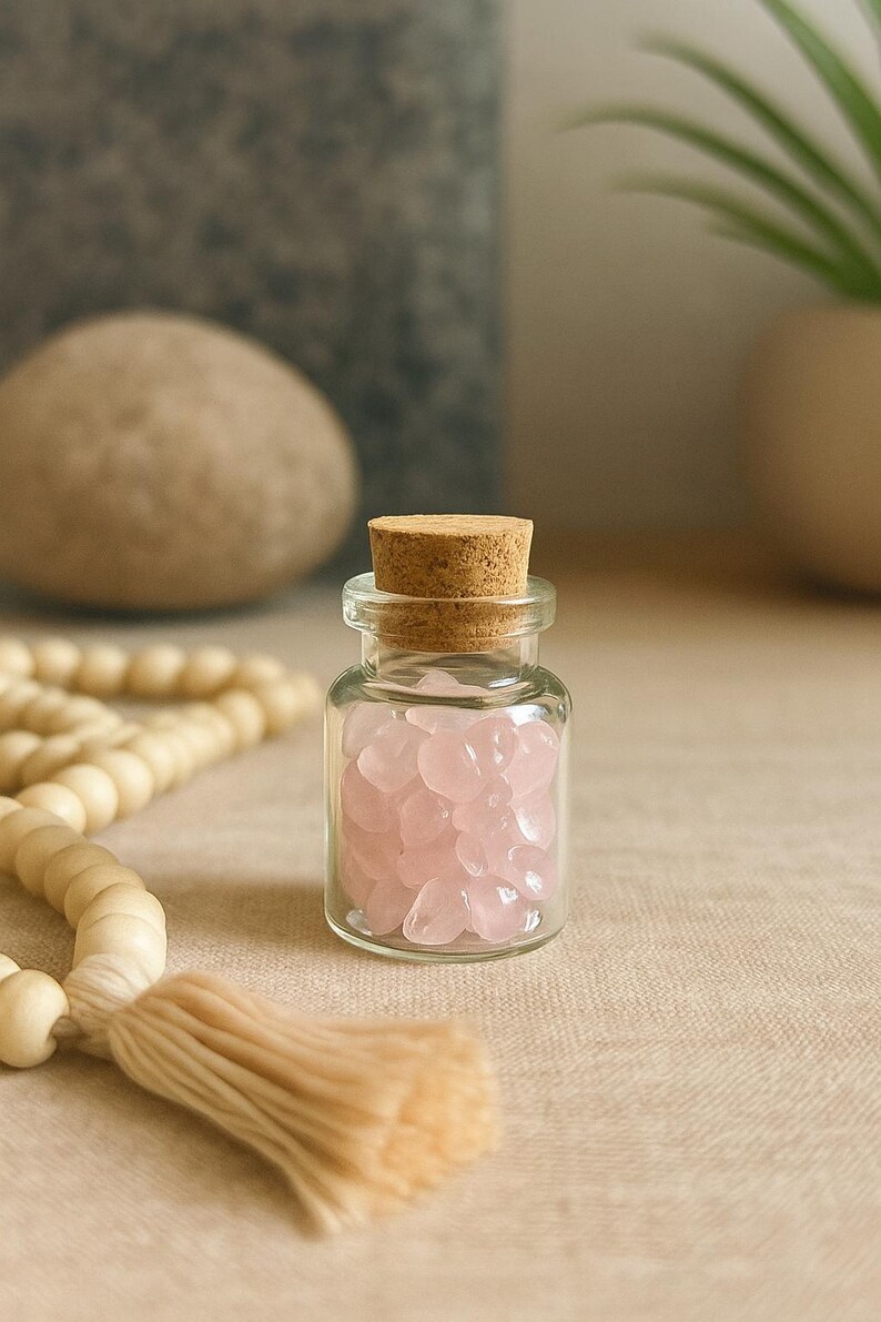 Rose Quartz Crystal Chip Jar – Healing Crystals for Self-love & Calm ...