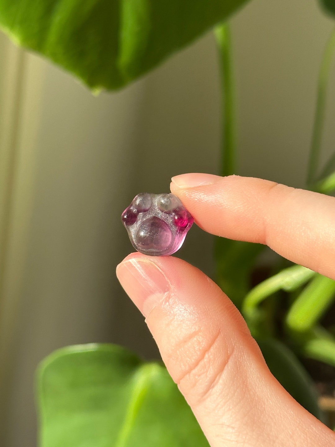 Mini Rainbow Fluorite Paw Carving | Crystal Paw Charm | Animal Lover ...