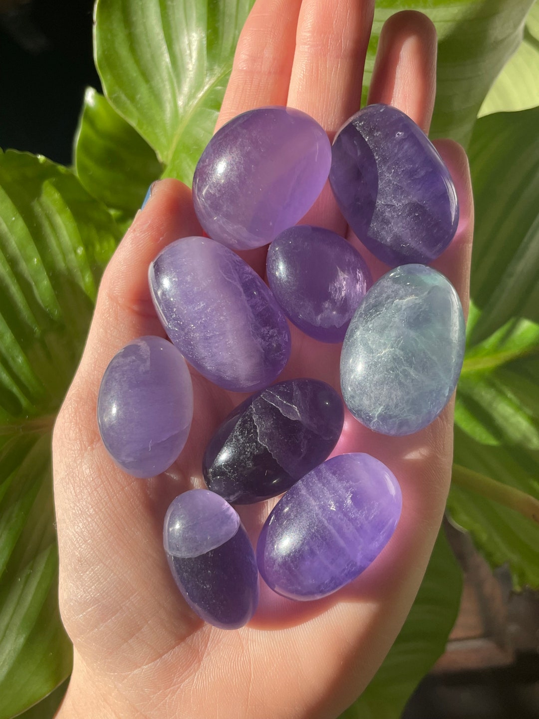 Purple Fluorite Tumble Stone, Crystal Tumble Stone, Fluorite Crystal ...