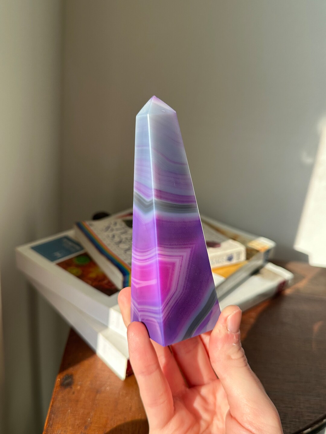 Purple Dyed Agate Obelisk Tower, Natural Stone, Crystal Collection ...