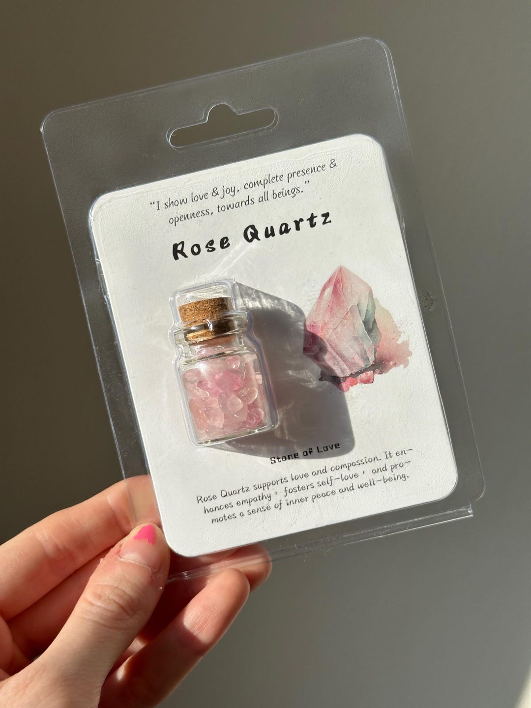 Rose Quartz Crystal Chip Jar – Healing Crystals for Self-love & Calm ...