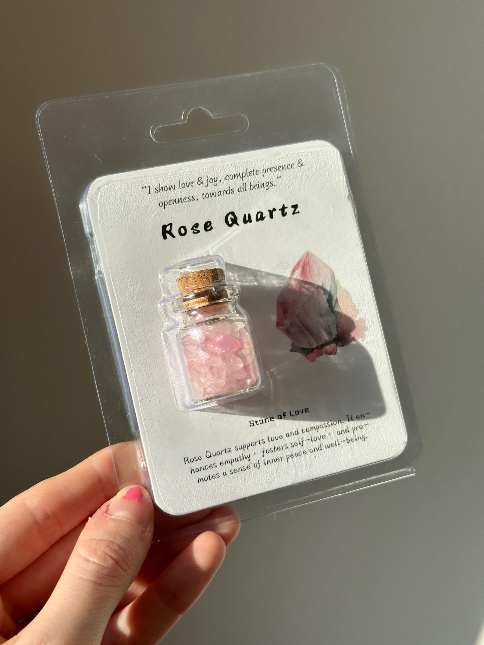 Rose Quartz Crystal Chip Jar – Healing Crystals for Self-love & Calm ...
