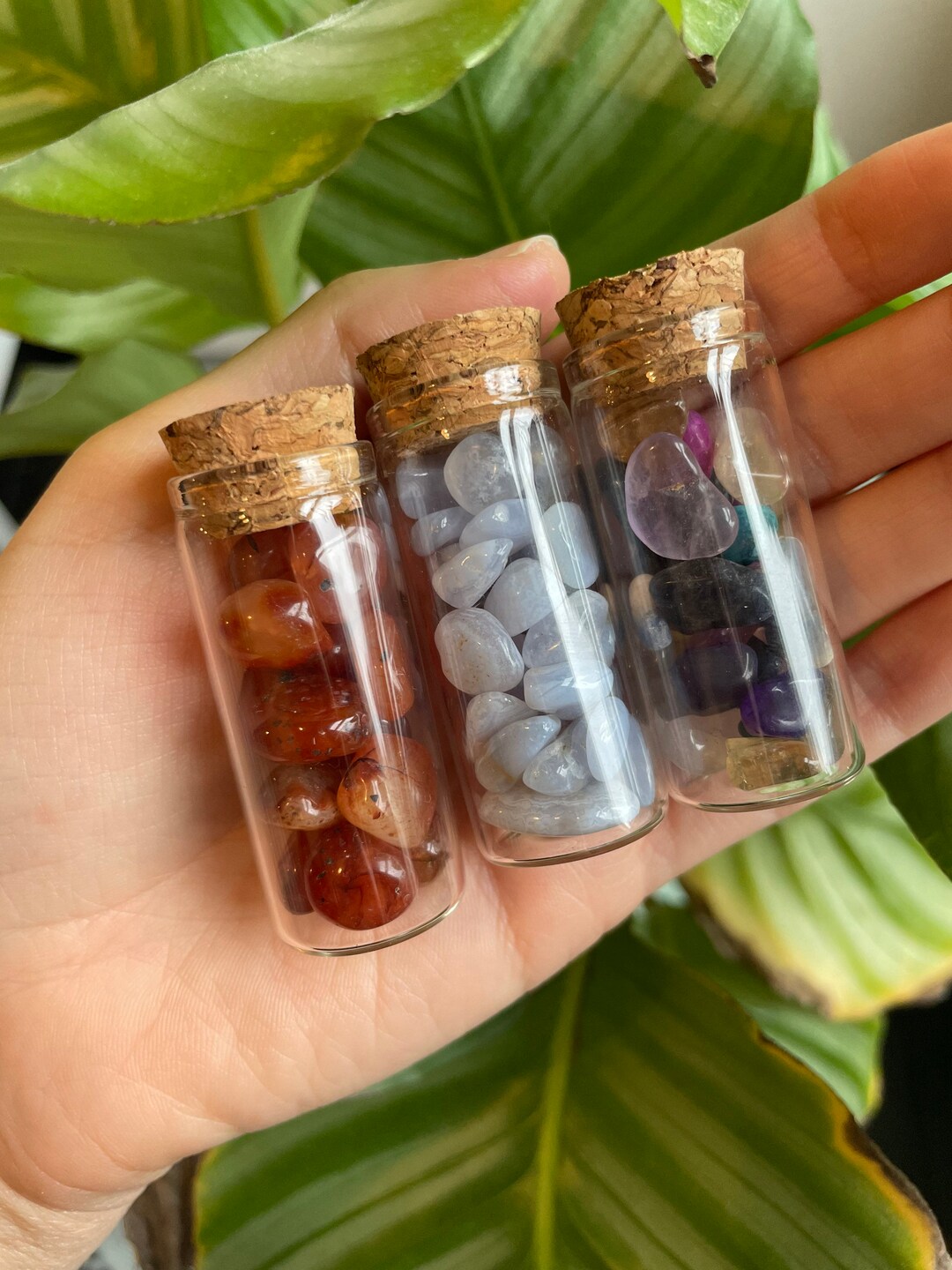Crystal Chip Jars | Choose Carnelian, Blue Lace Agate or Mixed Quartz ...