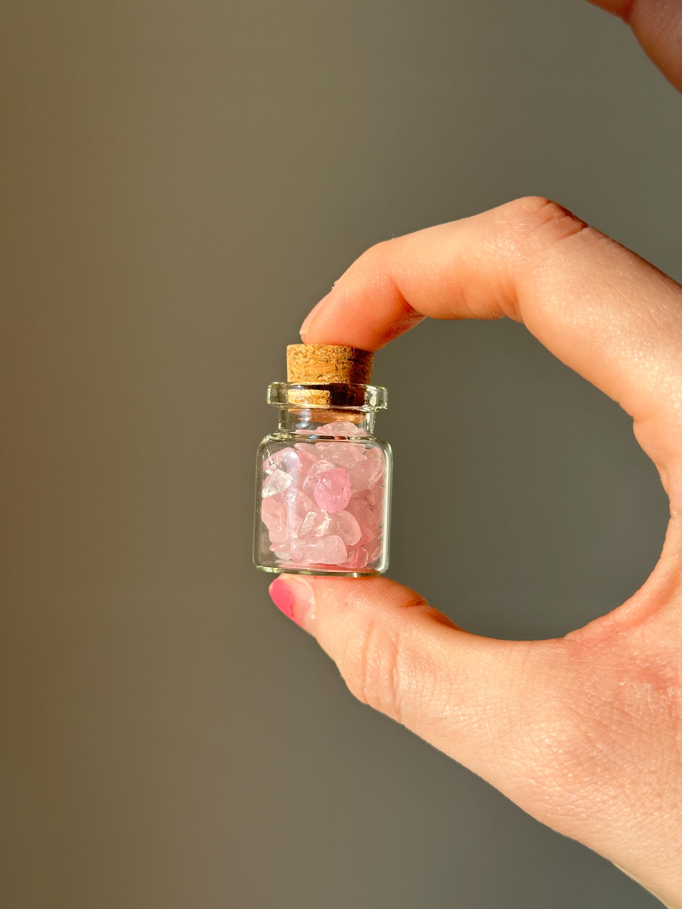 Rose Quartz Crystal Chip Jar – Healing Crystals for Self-love & Calm ...