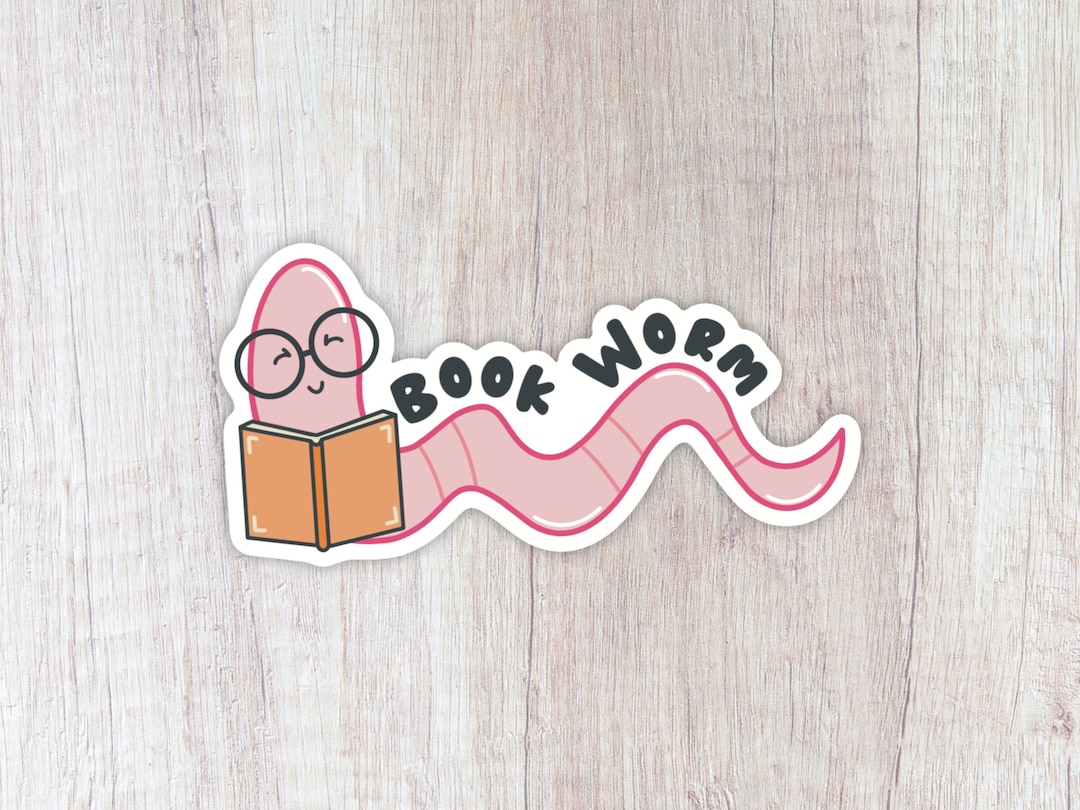 Bookworm Sticker, Book Laptop Decal, Bookish Notebook Sticker ...