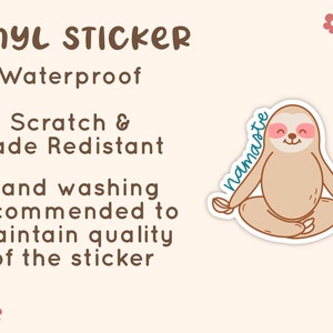 Namaste Sloth Sticker, Yoga Animal Decal, Kawaii Notebook Sticker, Zen ...