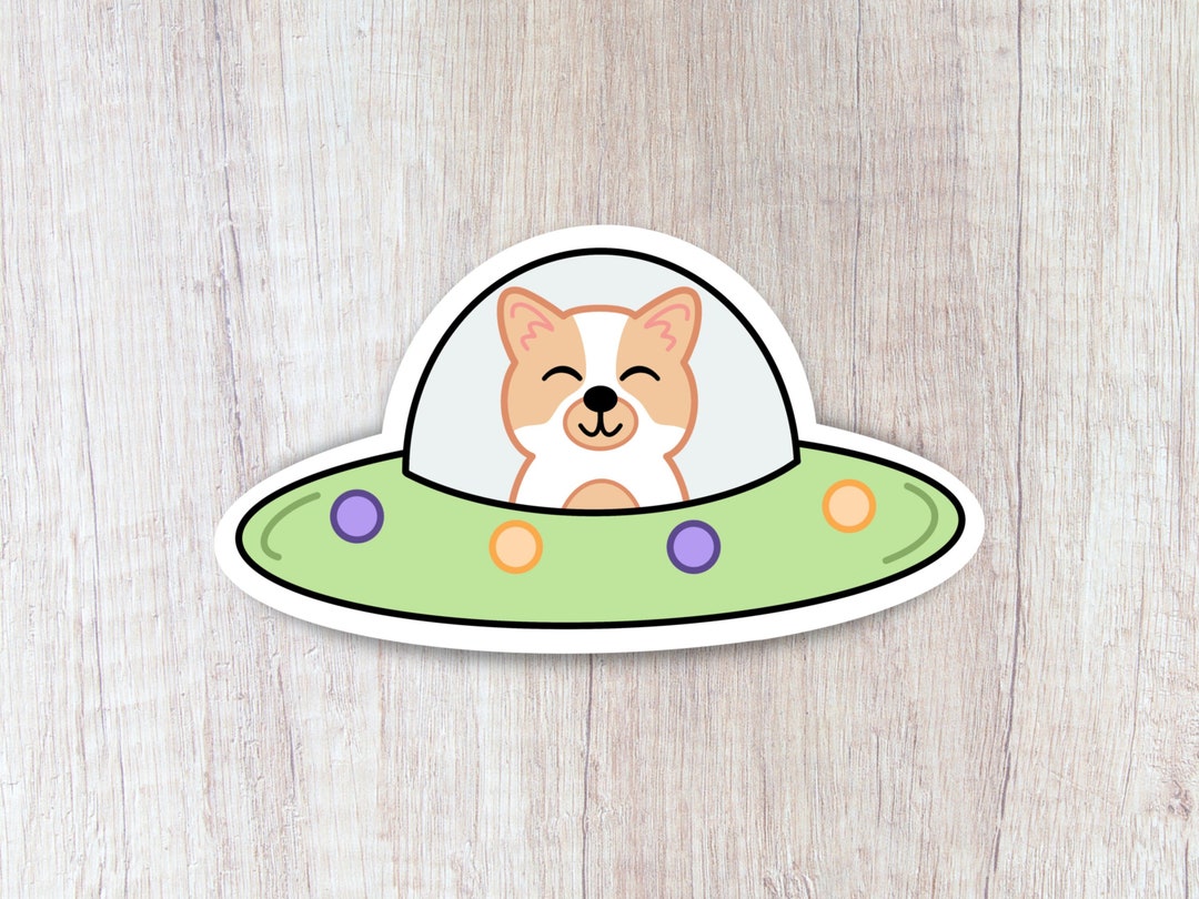 Alien Corgi Sticker, Kawaii Sticker, Pet Sticker, Dog Laptop Sticker ...