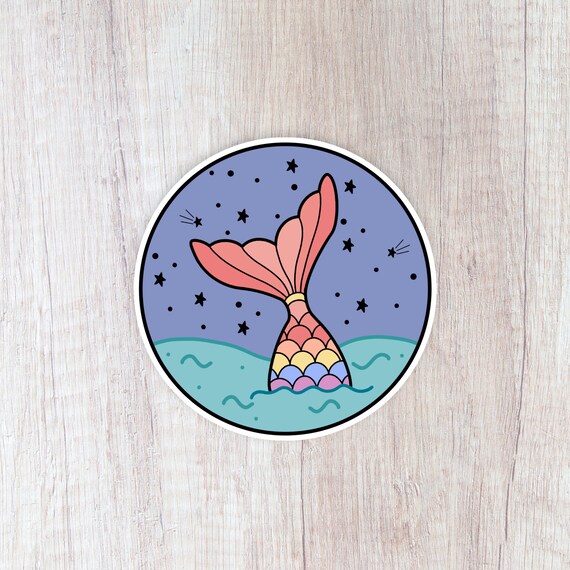 Mermaid Tail Sticker Summer Beach Sticker Laptop Sticker - Etsy