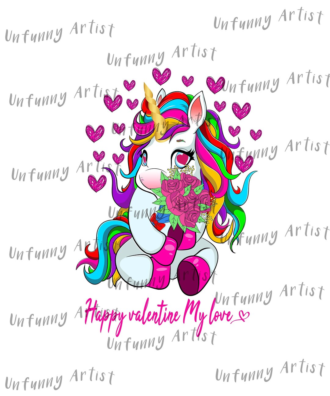 Valentine's Day Unicorn Art Print , Digital Download ,sublimation ...
