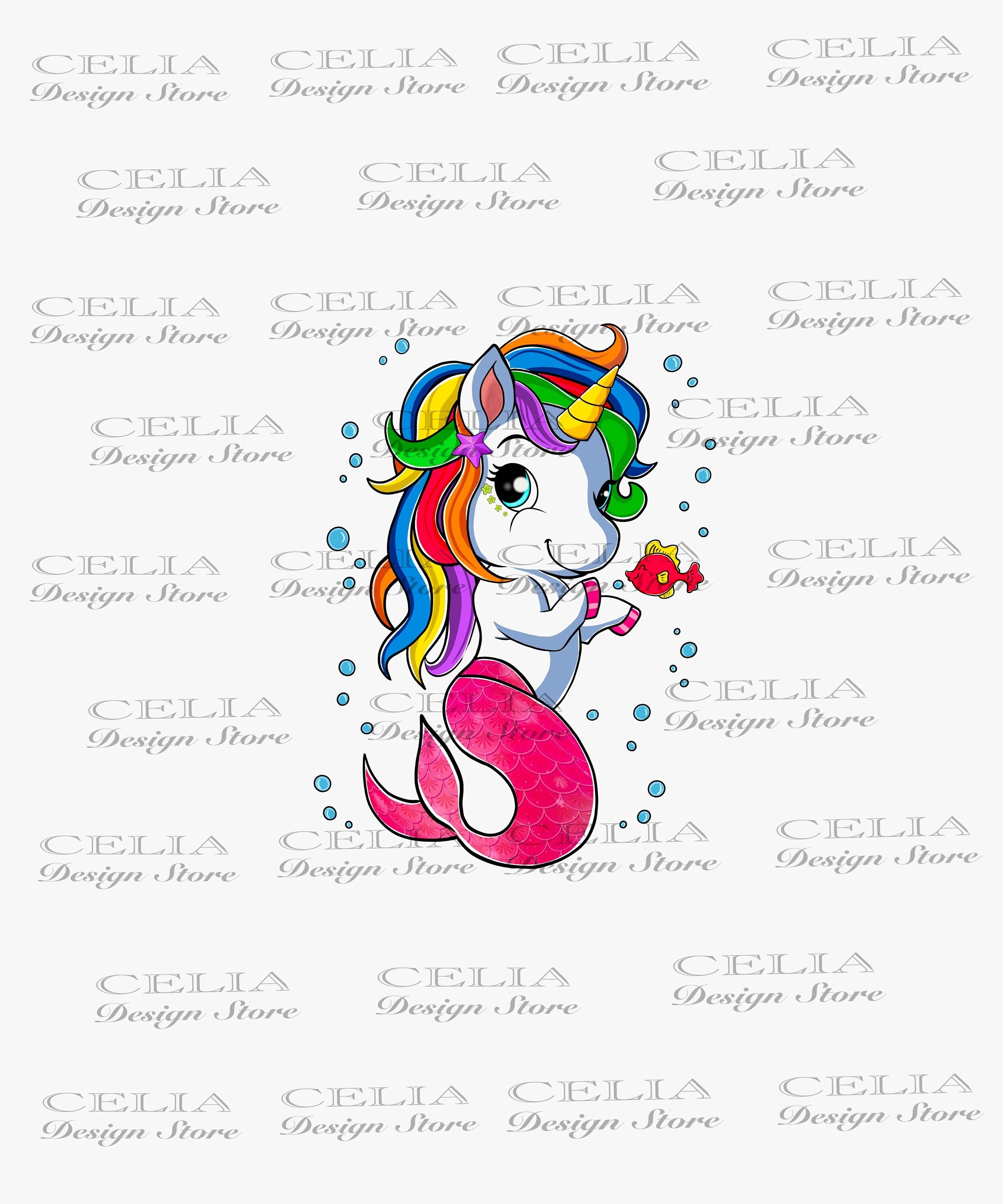 Unicorn Mermaid PNG, Rainbow Mermicorn Digital Art - Etsy