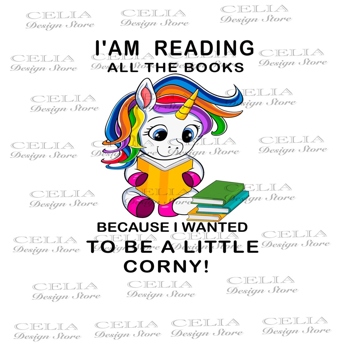 Cut Unicorn Reads Books, PNG File, Sublimation Design, Unicorn Digital ...
